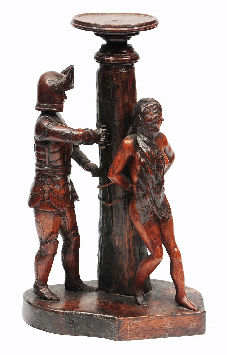 Lot 470 - A CONTINENTAL CARVED WOODEN FIGURE of a