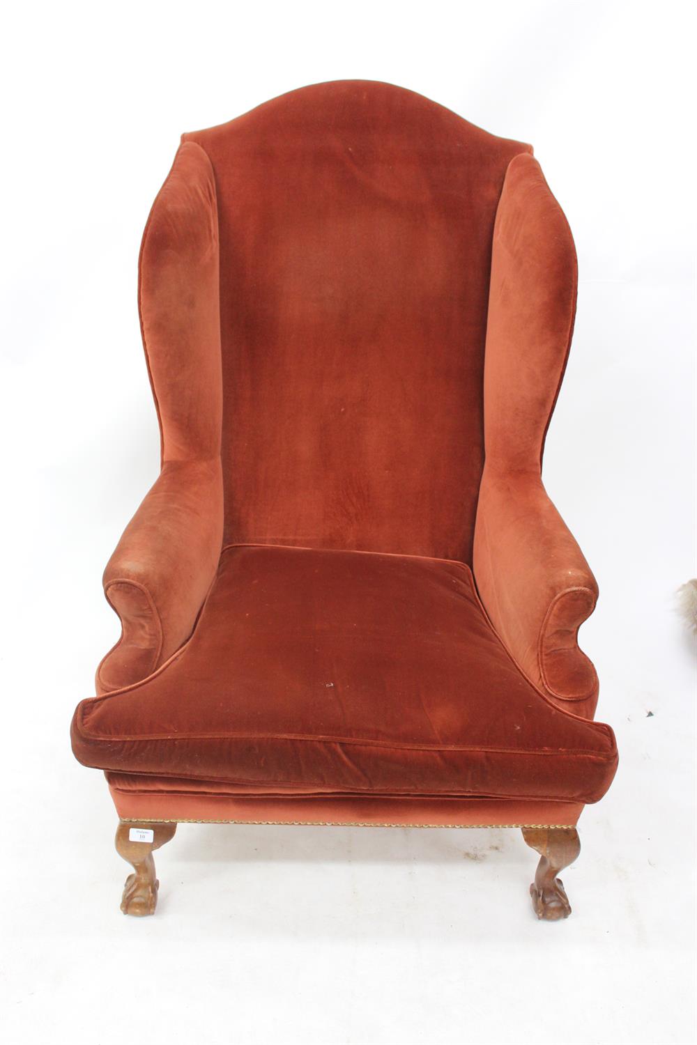 Lot 10 - A RUST COLOURED DRAYLON UPHOLSTERED GEORGIAN