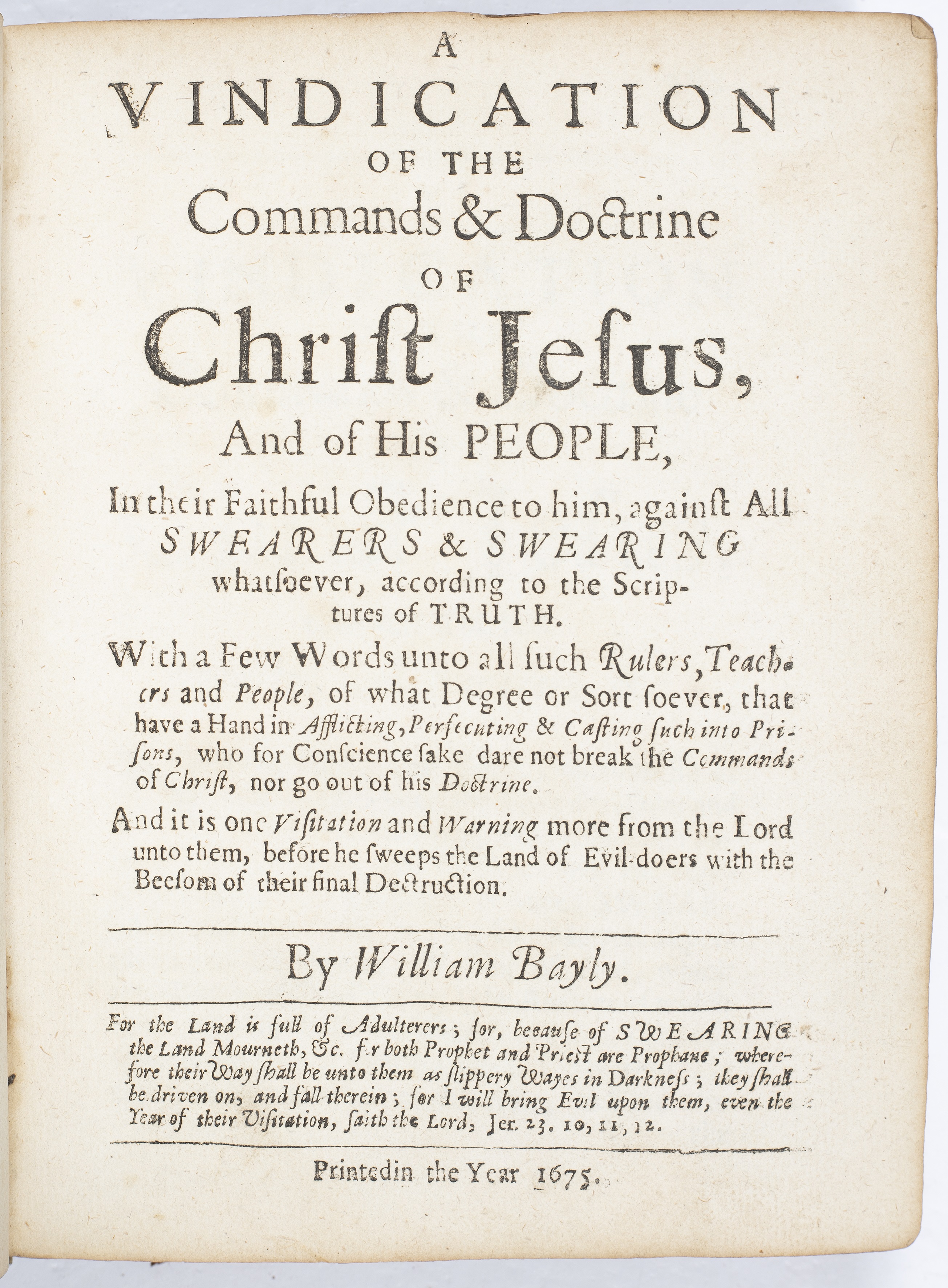Lot 527 - Bayly, (William) (1629-1675) Quaker Writer.