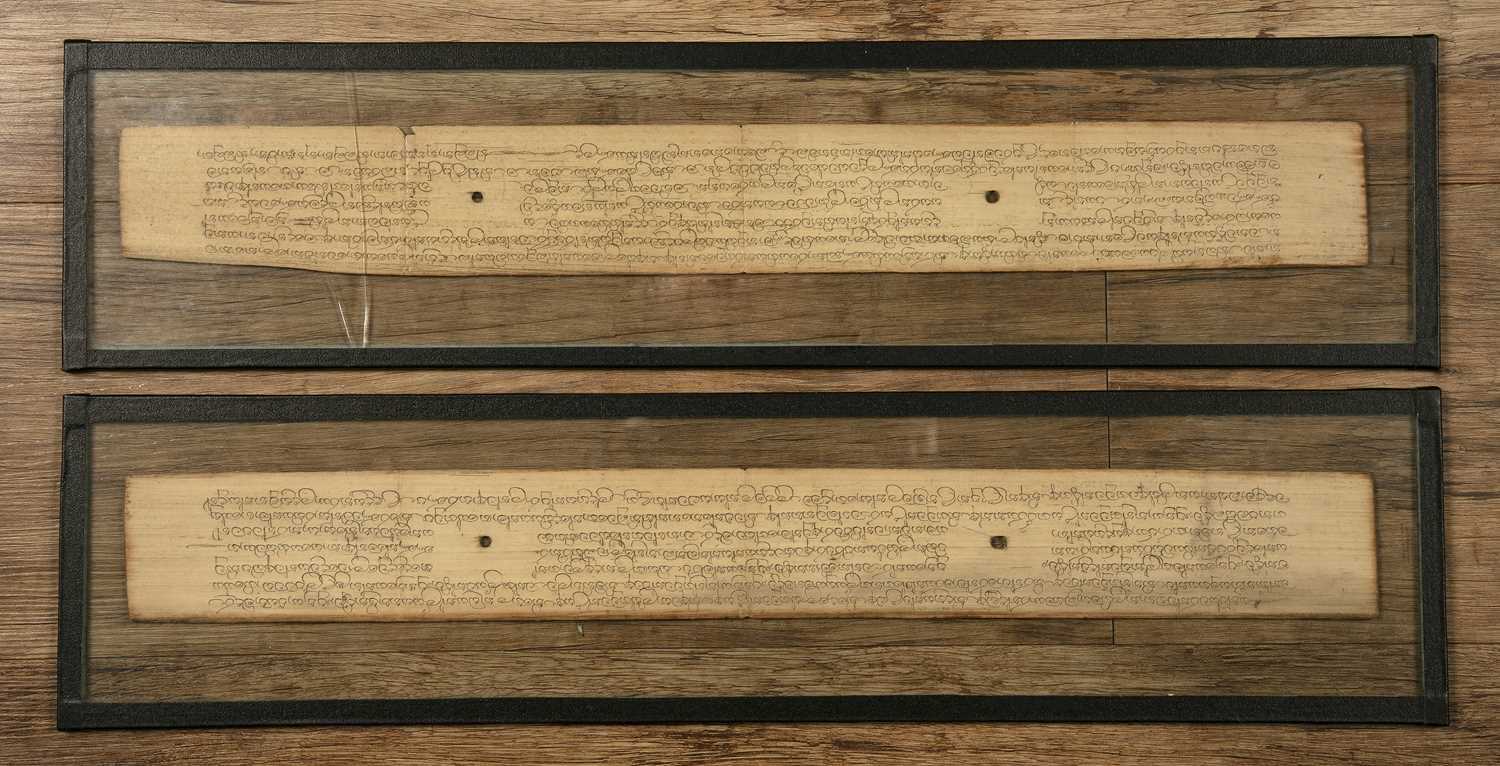 Lot 420 - Pair of Ola (palm leaf) manuscripts Sri