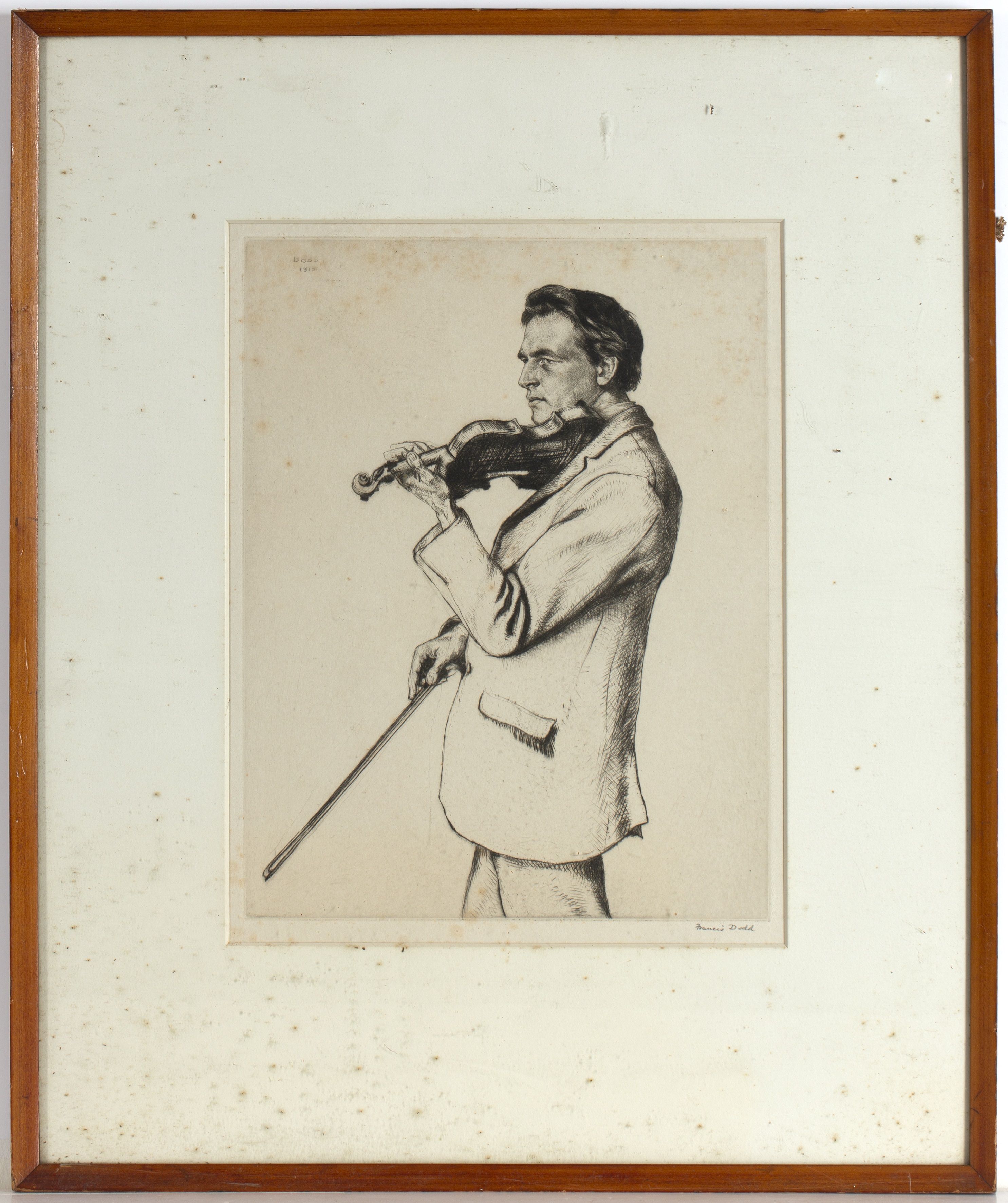 Lot 338 - Francis Dodd (1874-1949) Violinist signed in