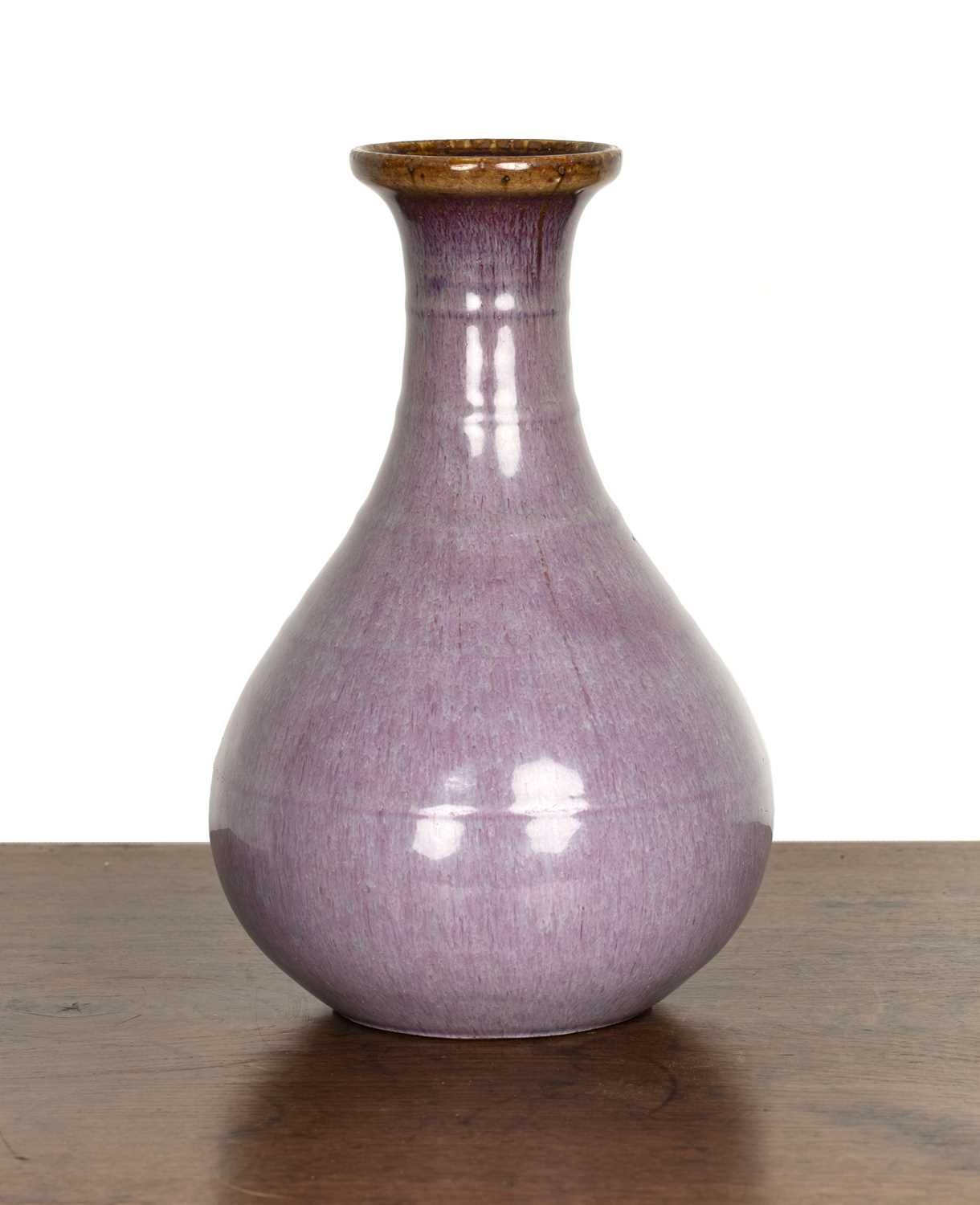 Lot 102 - Flambe pear-shaped vase Chinese, the ribbed