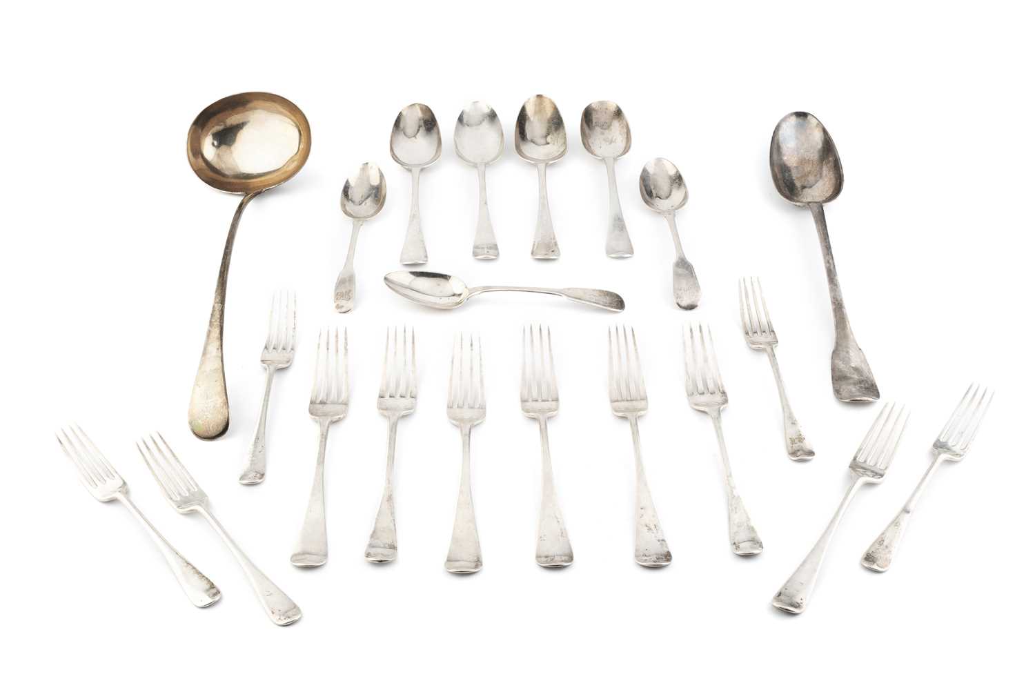 Lot 670 - A mixed collection of silver flatware,
