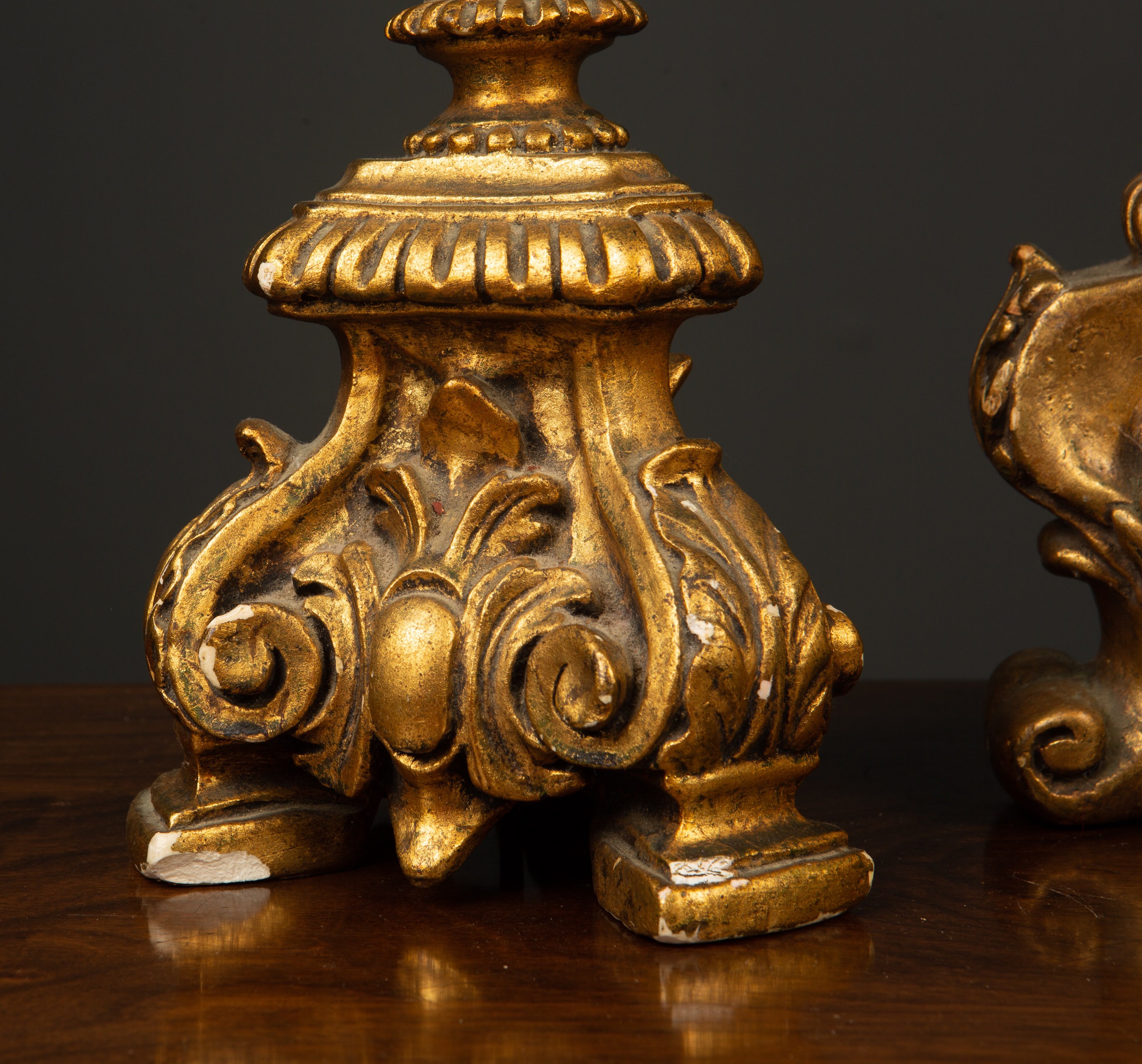 Lot 172 - A large gilded plaster table lamp of